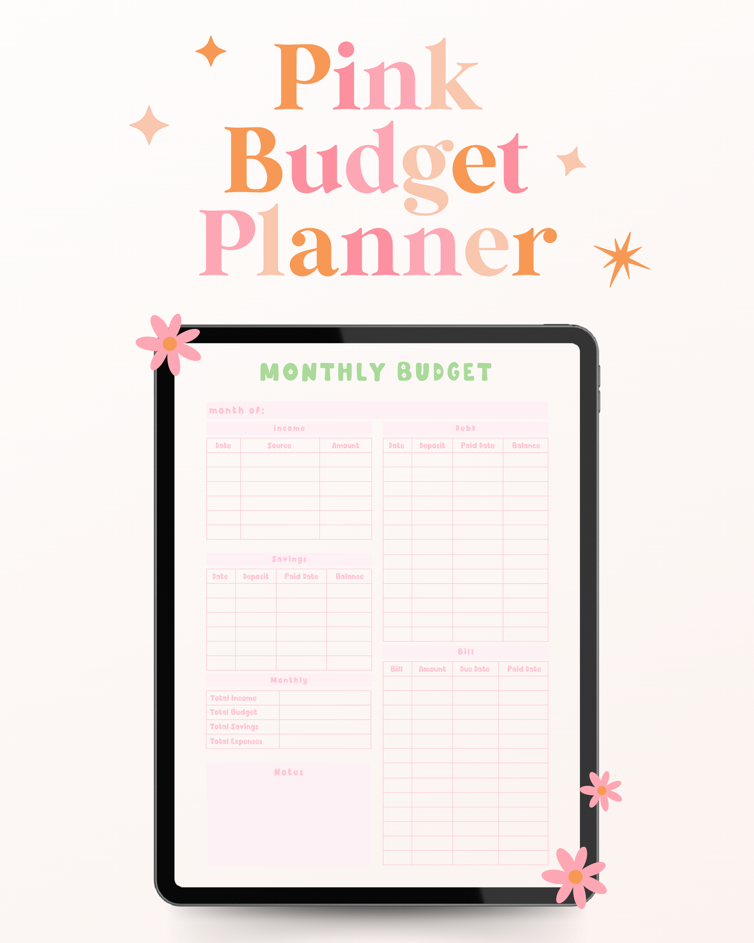 Monthly Budget Digital Planner Template Insert – Digital Planning Gal